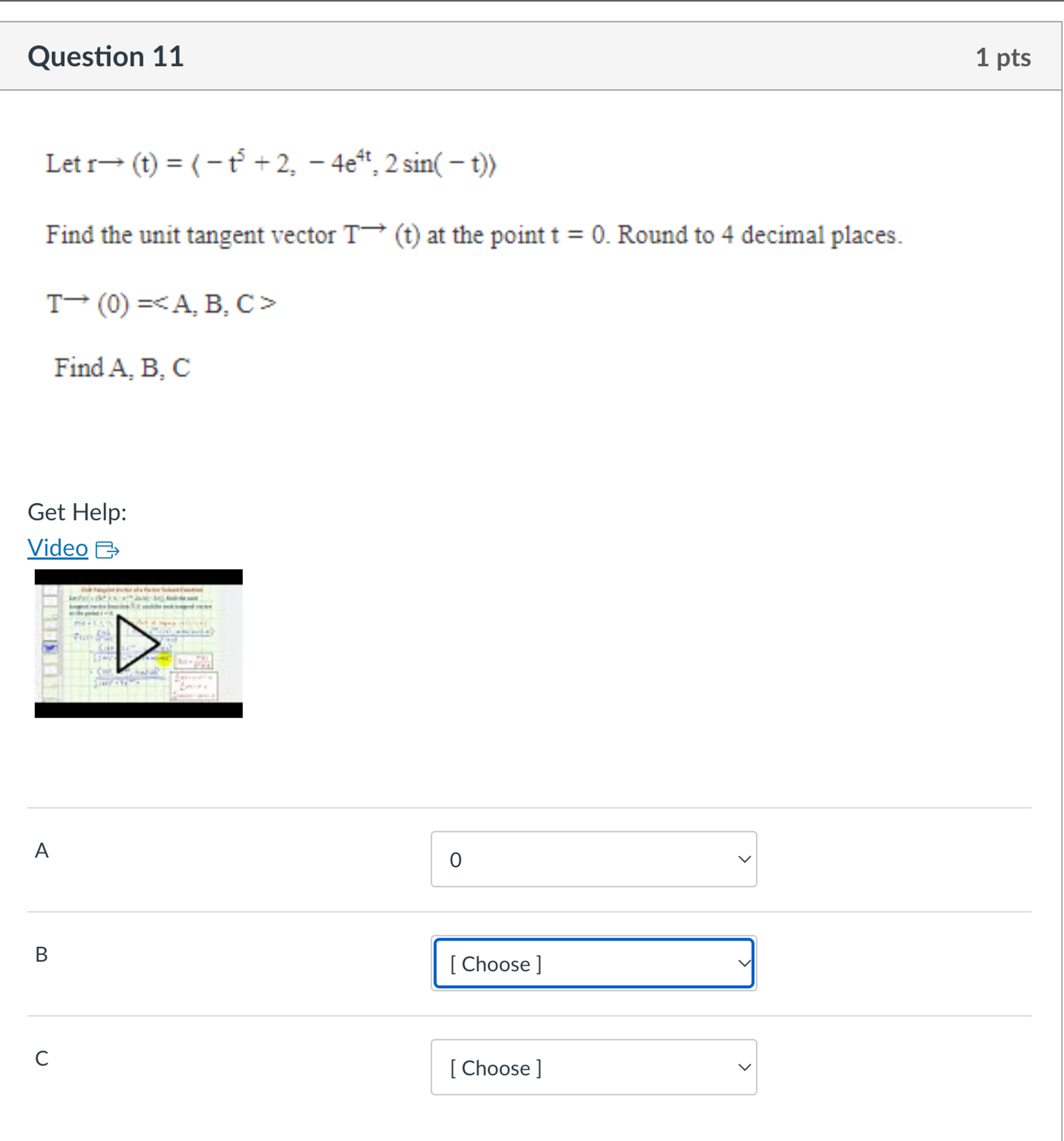 Solved Question 11Let r→(t)=(:-t5+2,-4e4t,2sin(-t):)Find the | Chegg.com