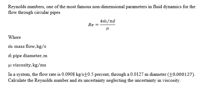 Solved Reynolds numbers, one of the most famous | Chegg.com