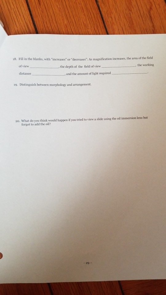 Solved 18. Fill in the blanks, with increases" or | Chegg.com