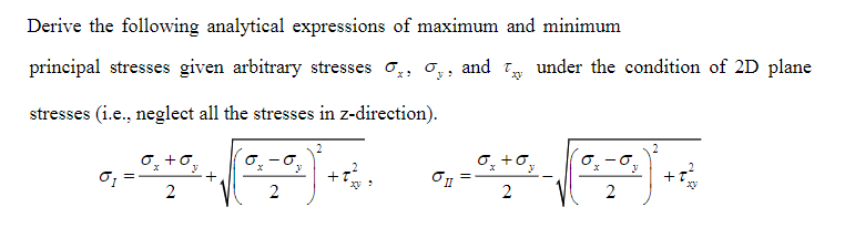 Solved Derive the following analytical expressions of | Chegg.com