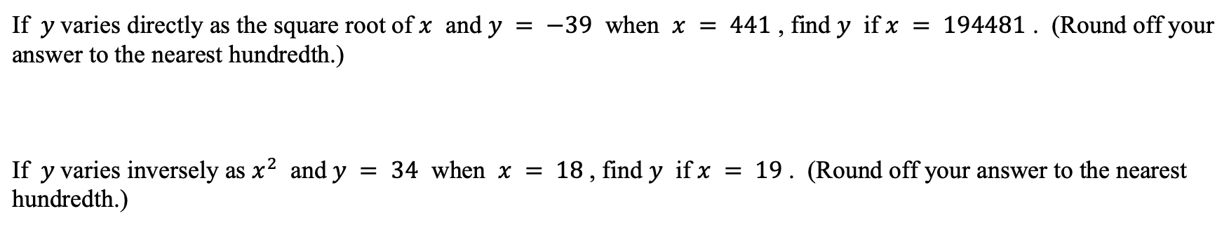 Solved If y varies directly as the square root of x and | Chegg.com