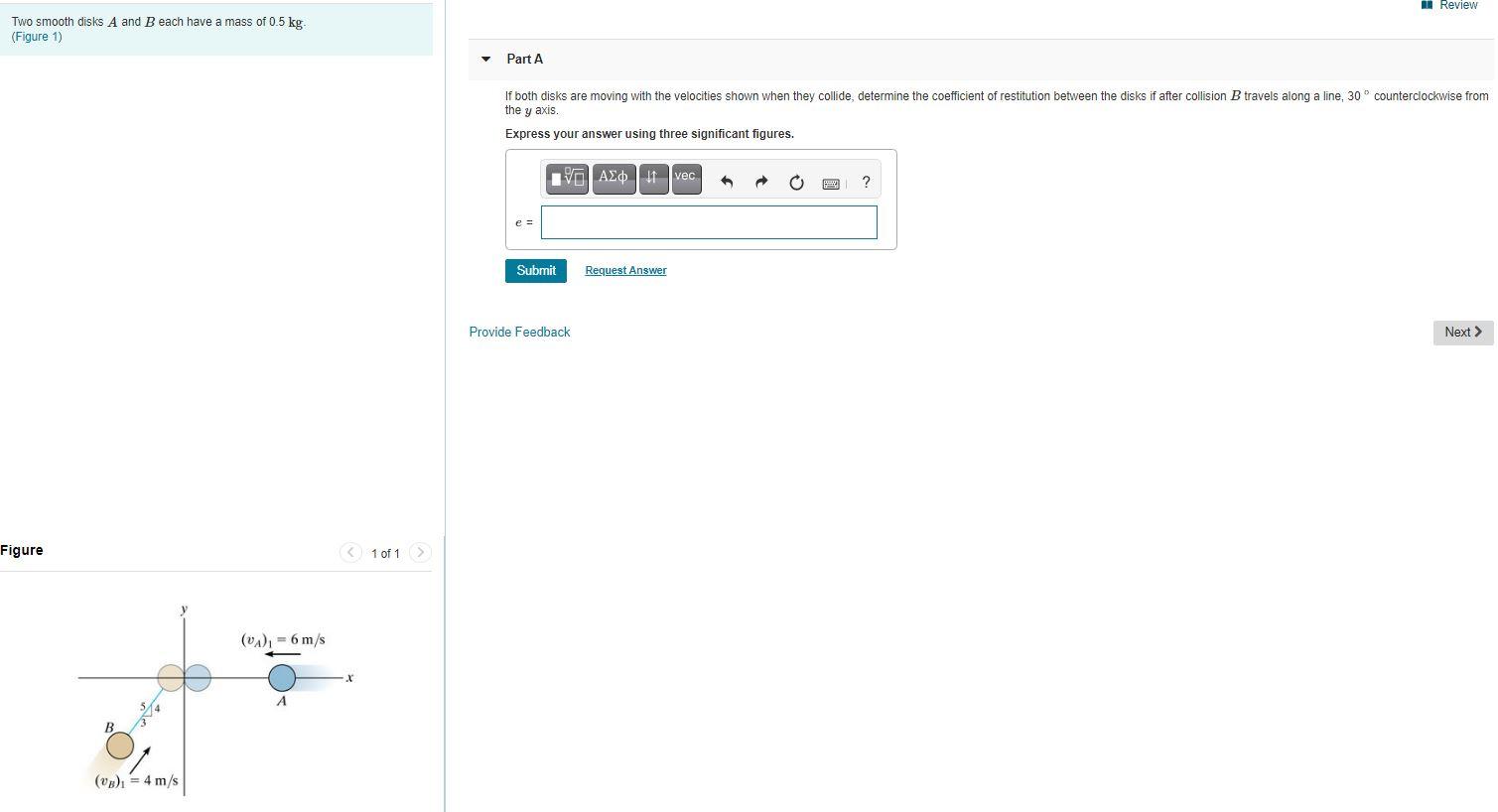 Solved 1 Review Two smooth disks A and B each have a mass of | Chegg.com