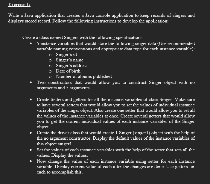 Solved rise l: e a Java application that creates a Java | Chegg.com