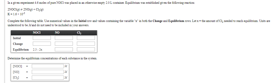 Solved In a given experiment 4.6 moles of pure NOCI was | Chegg.com