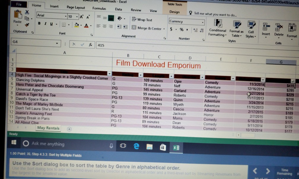 Table Tools rm_cownloads - Excel Formulas Data Home | Chegg.com