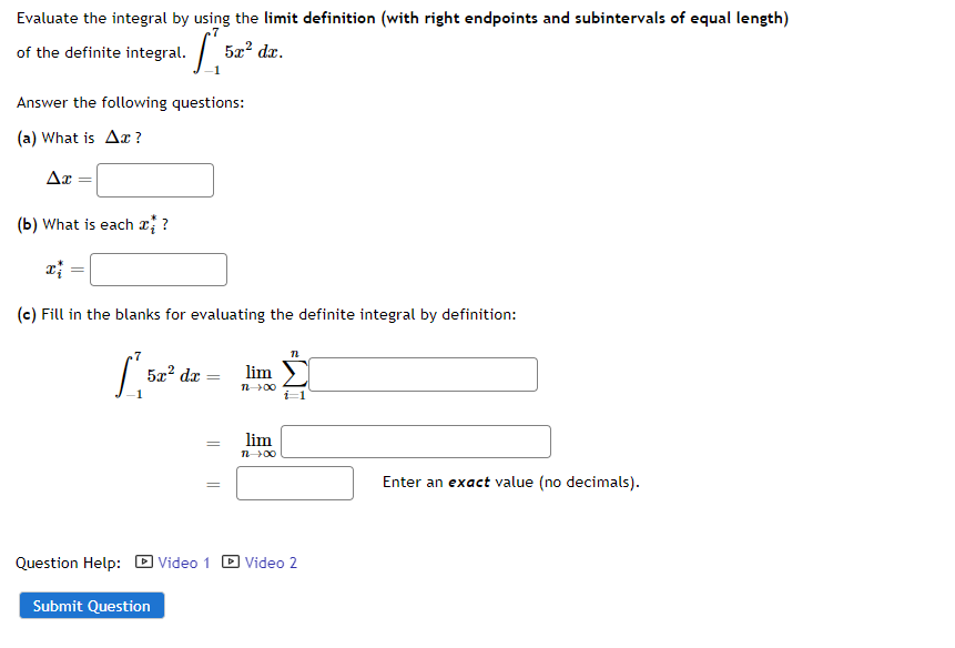 Solved Evaluate the integral by using the limit definition | Chegg.com