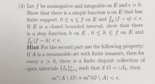Solved (4) Let f be nonnegative and integrable on E and e | Chegg.com