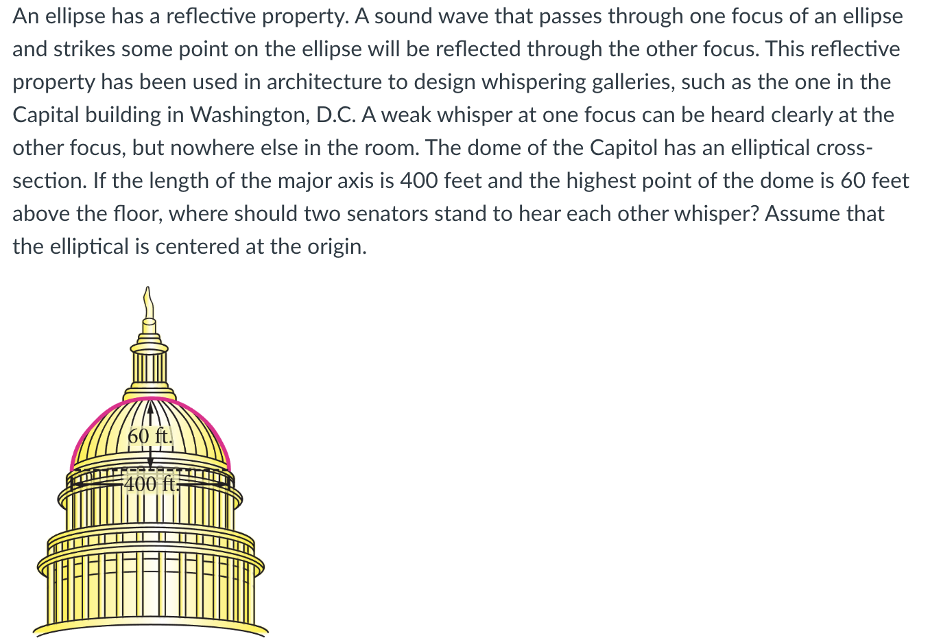 Solved An ellipse has a reflective property. A sound wave | Chegg.com