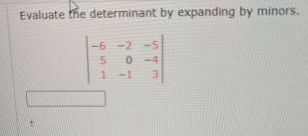 Solved Evaluate the determinant by expanding by minors. | Chegg.com