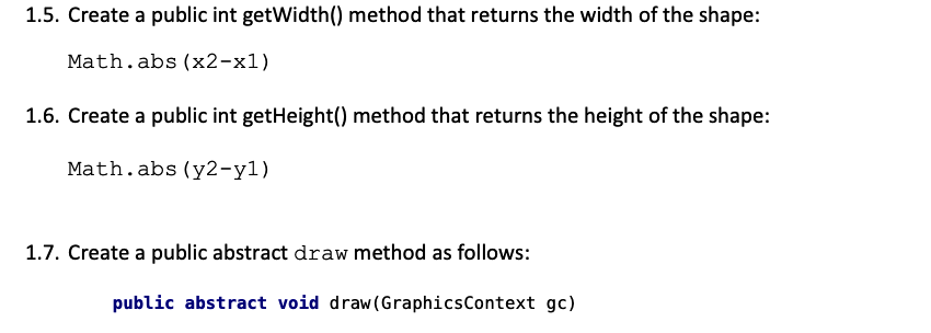1. Abstract Class MyShape [20 points] 1.1. Create | Chegg.com