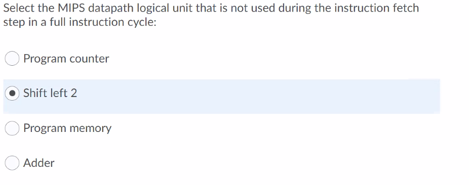 Solved Select the MIPS datapath logical unit that is not | Chegg.com Solved Select the MIPS datapath logical unit that is not | Chegg.com