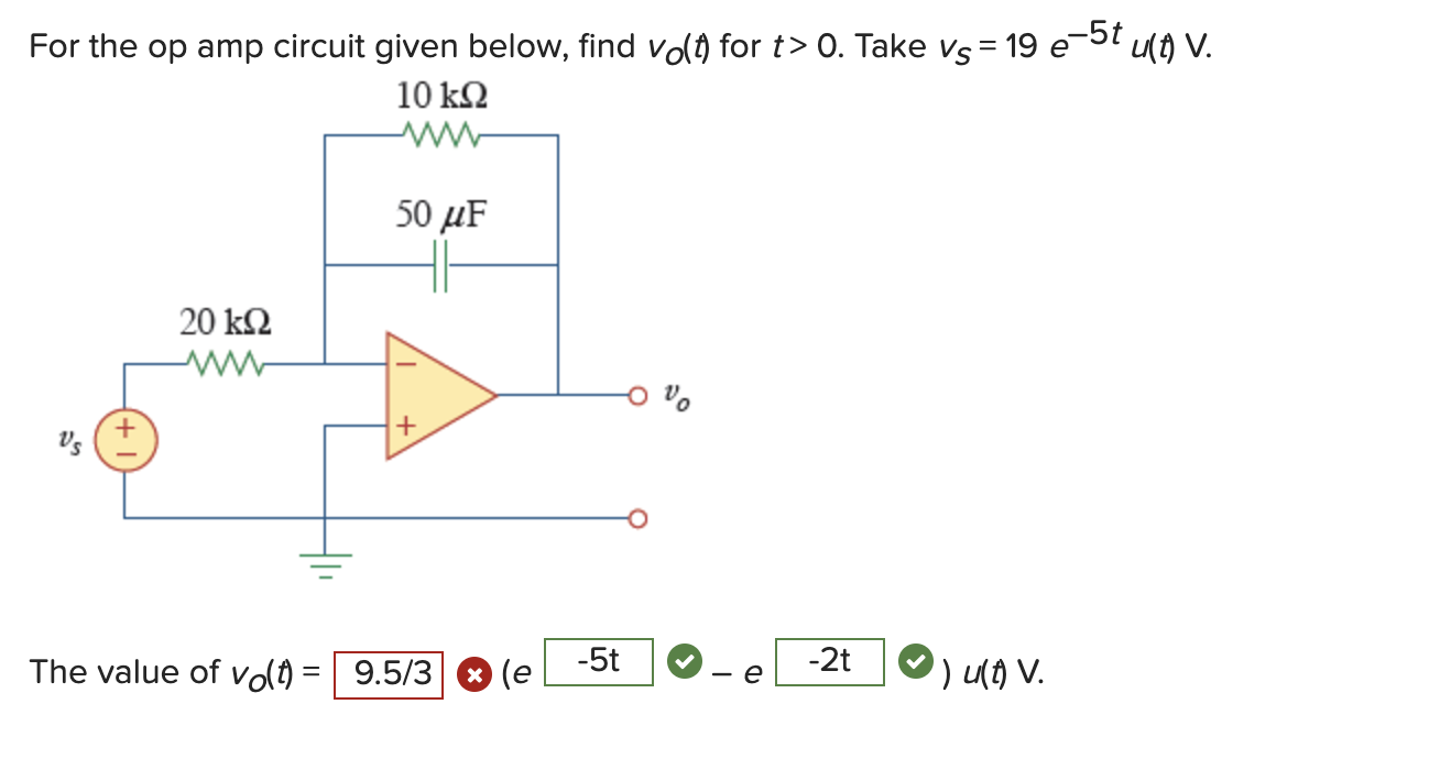 Solved For the op ﻿amp circuit given below, find vO(t) ﻿for | Chegg.com