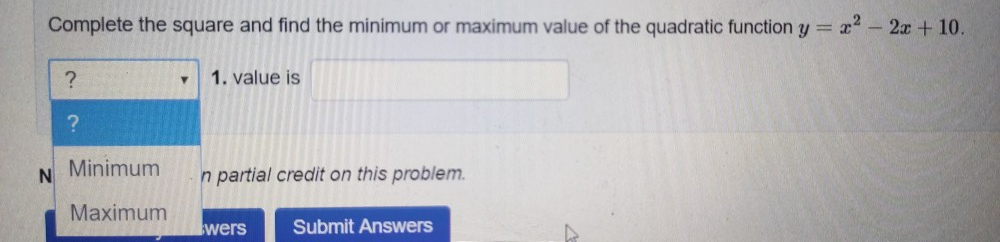 Solved Complete the square and find the minimum or maximum | Chegg.com