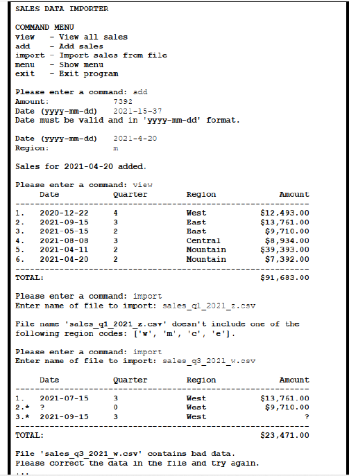 Solved File 'sales_q3_2021_w.csv' contains bad data. Please | Chegg.com