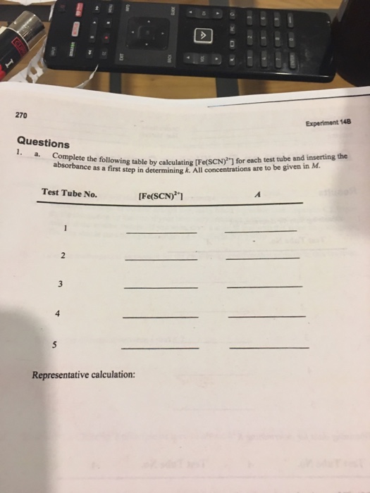 Solved 270 Experiment 148 Questions for each test tube and | Chegg.com