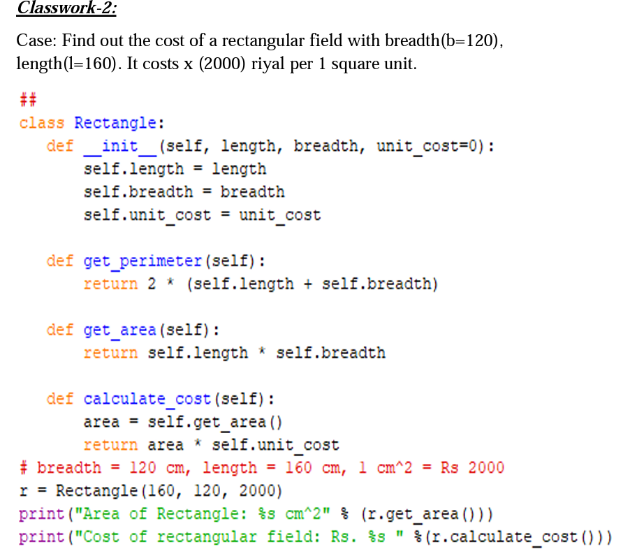 Solved Case: Find out the cost of a rectangular field with | Chegg.com