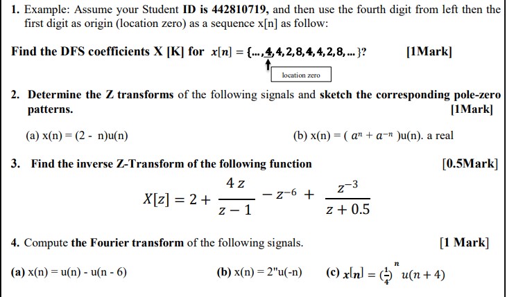 Solved 1. Example: Assume your Student ID is 442810719, and | Chegg.com