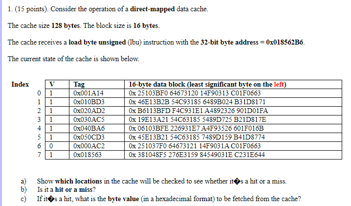 Solved 1. (15 points). Consider the operation of a | Chegg.com