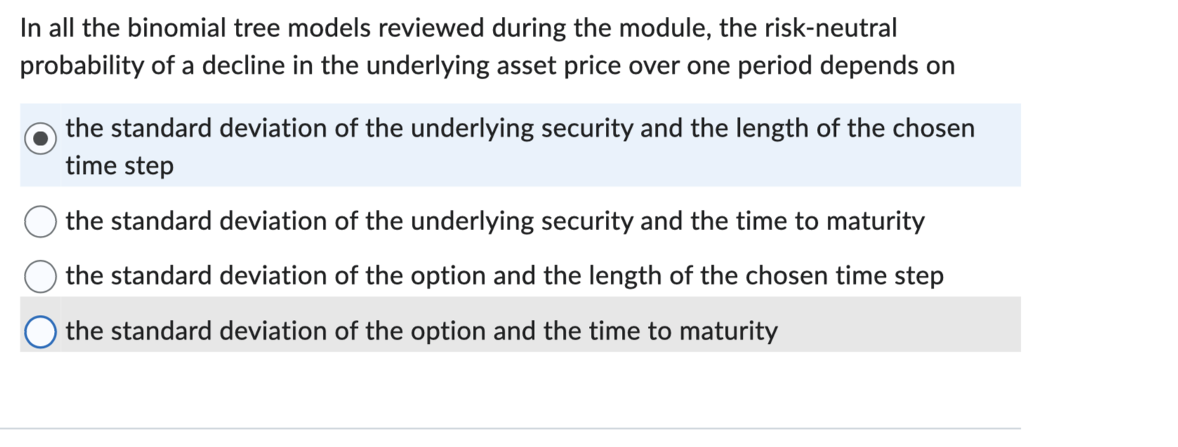 Solved In all the binomial tree models reviewed during the | Chegg.com