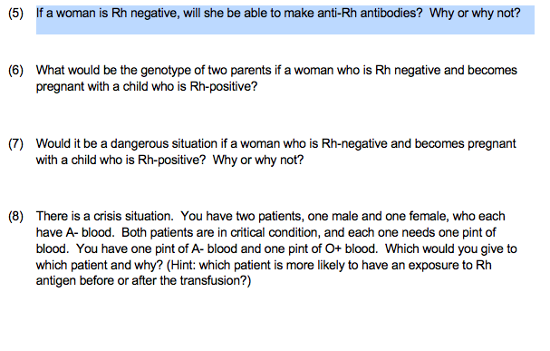 Solved (5) If a woman is Rh negative, will she be able to | Chegg.com