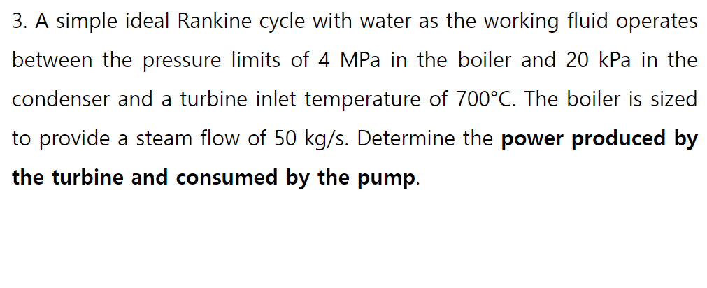 Solved 3. A simple ideal Rankine cycle with water as the | Chegg.com
