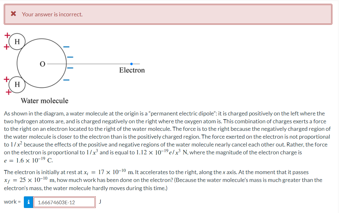Solved As shown in the diagram, a water molecule at the | Chegg.com