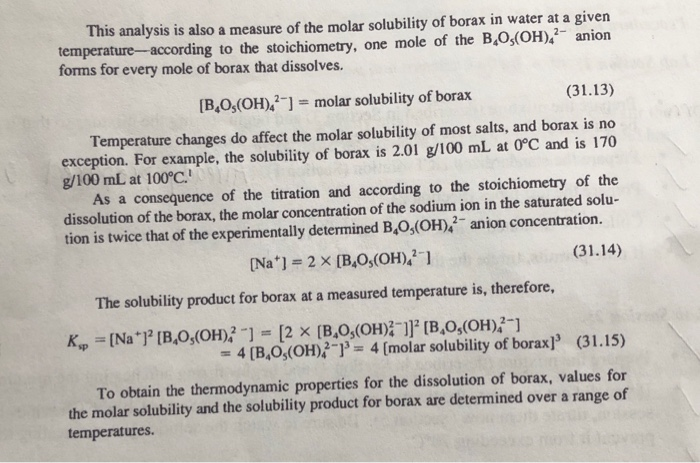 Solved I. Calculate the molar solubility of borax at each of | Chegg.com