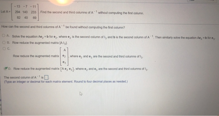 Solved 13-7-11 Let A-294 140 233 Find the second and third | Chegg.com