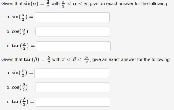 Solved Given that sin(a) = with { | Chegg.com