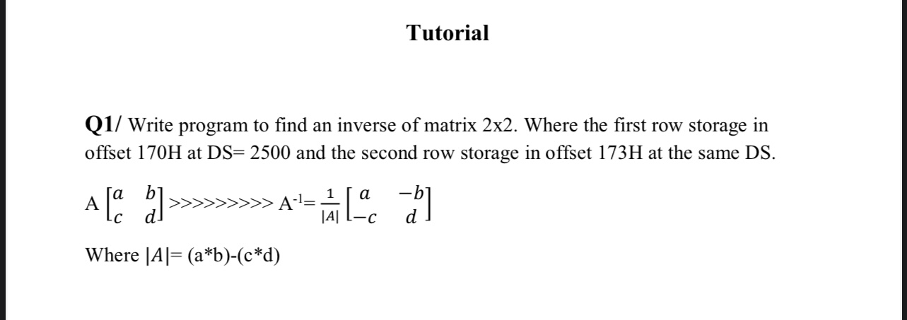 Solved Tutorial Q1/ Write program to find an inverse of | Chegg.com