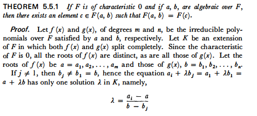Solved THEOREM 5.5.1 If F is of characteristic 0 and if a,b, | Chegg.com