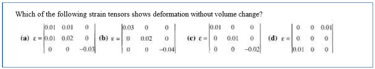 Solved Which of the following strain tensors shows | Chegg.com