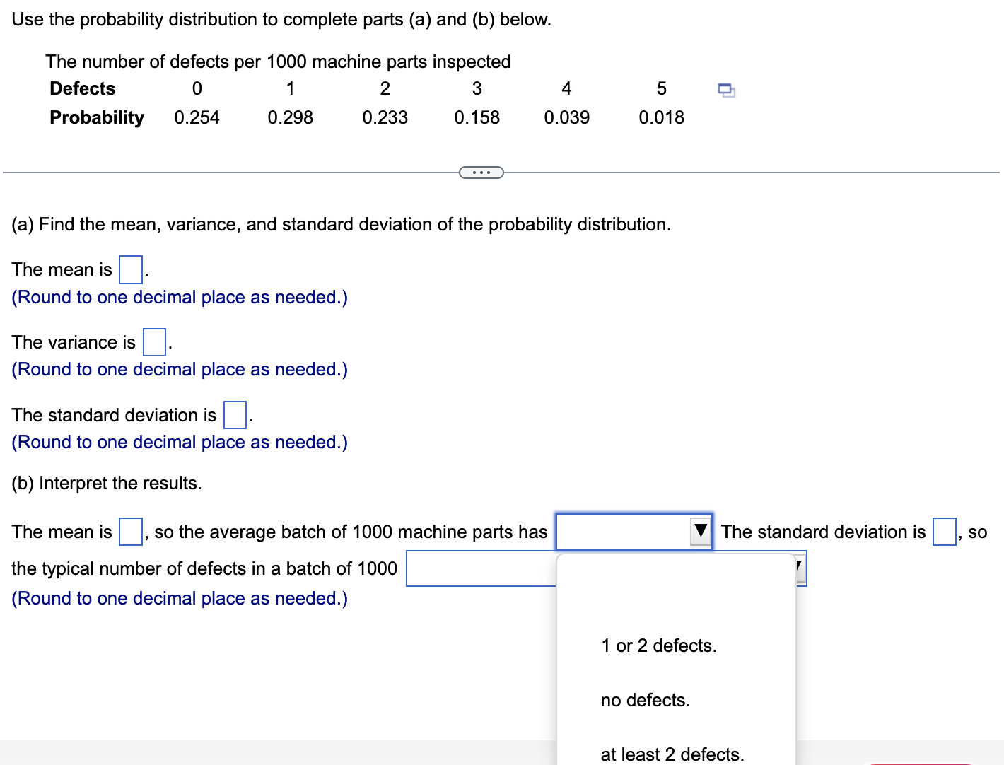 Solved Use the probability distribution to complete parts | Chegg.com