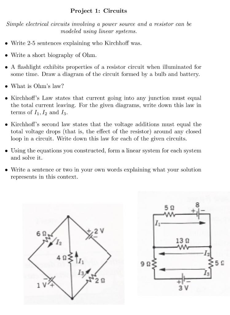 Solved Project 1: Circuits Simple electrical circuits | Chegg.com
