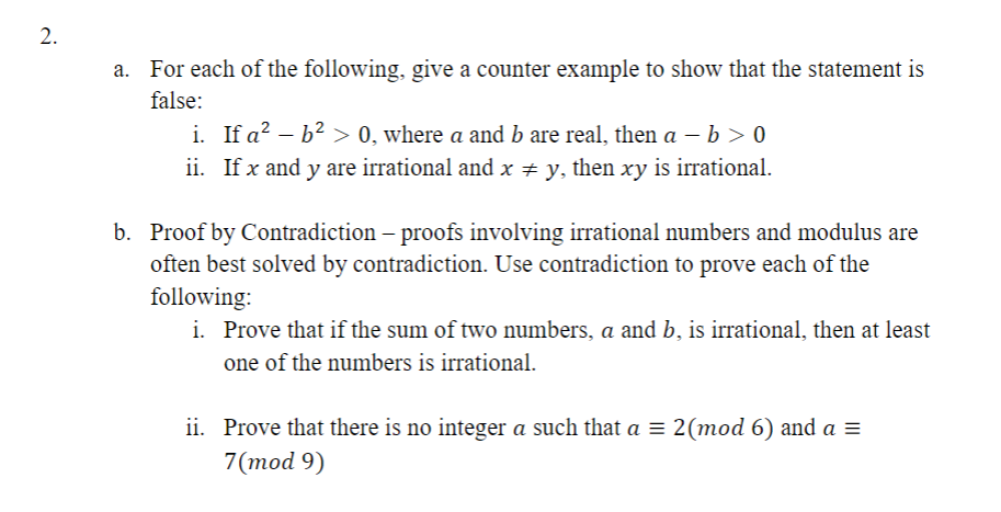 Solved 2. a. For each of the following, give a counter | Chegg.com