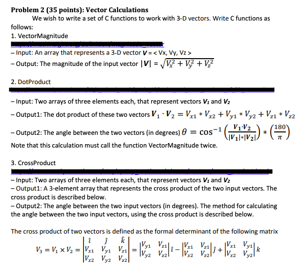 Solved Problem 2 (35 points): Vector Calculations We wish to | Chegg.com