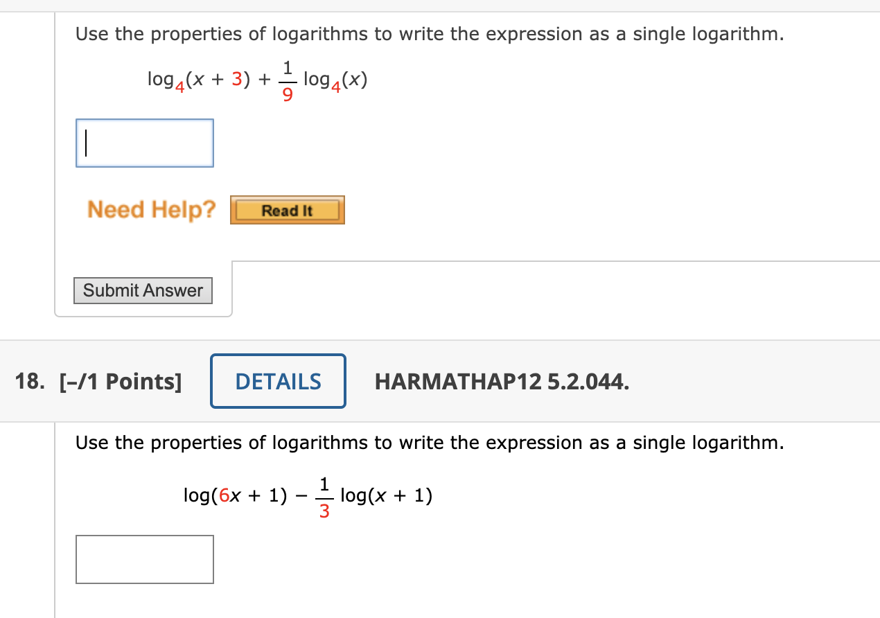 Solved Use the properties of logarithms to write the | Chegg.com