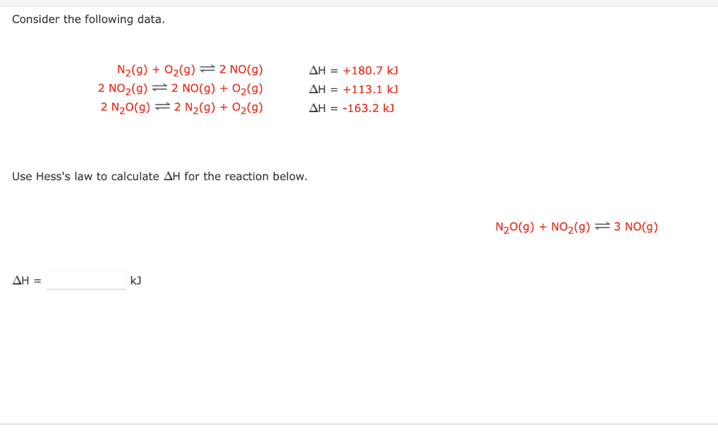 Solved Consider the following data. N2( g)2NO2( | Chegg.com