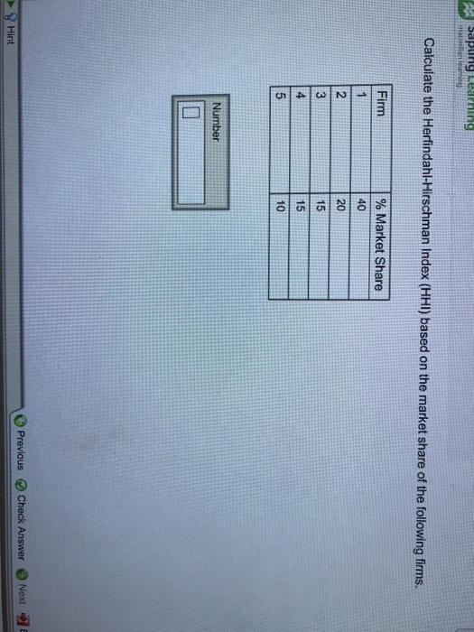 Solved Calculate the Herfindahl-Hirschman Index (HHI) based | Chegg.com