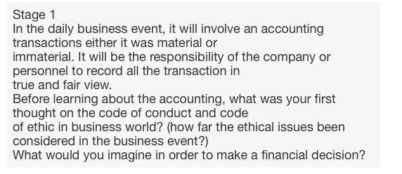 Solved Stage 1 In the daily business event, it will involve | Chegg.com