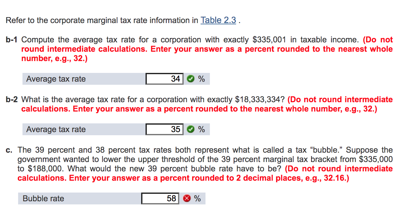 Solved Refer to the corporate marginal tax rate information | Chegg.com