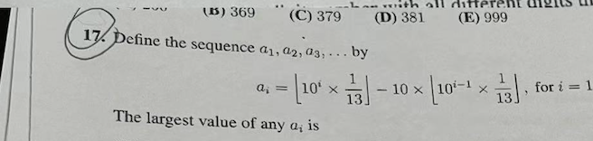 Solved Define the sequence a1,a2,a3,dots | Chegg.com