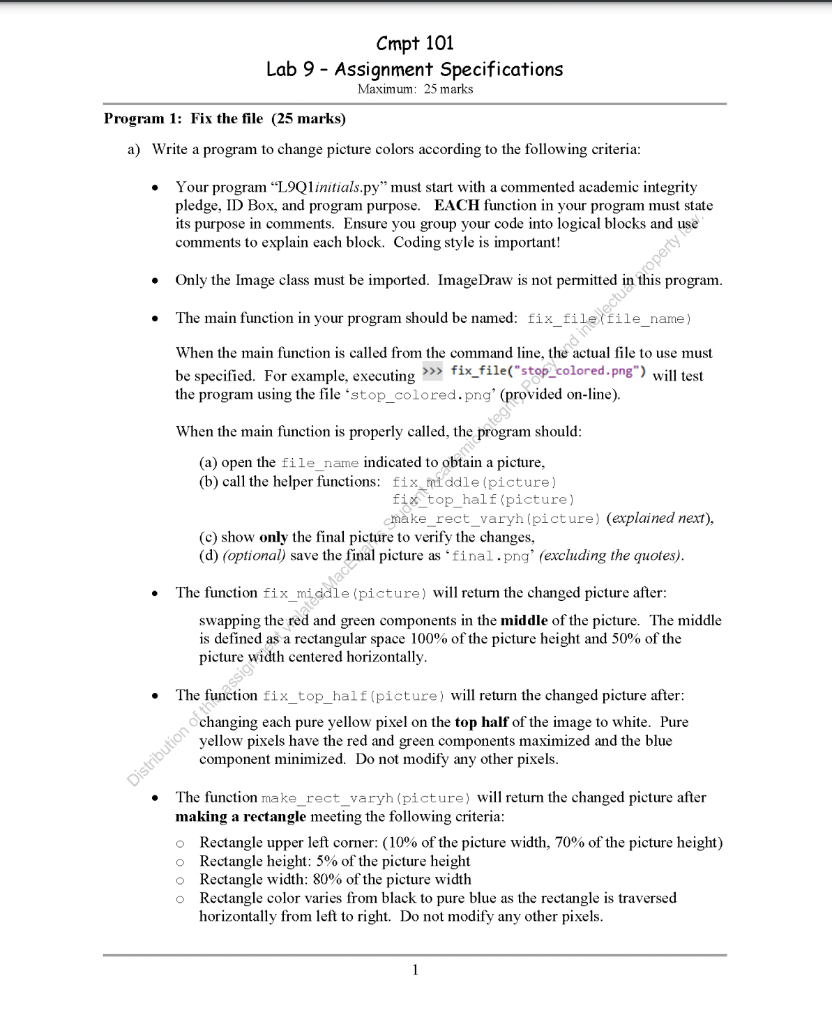 Solved Lab 9 - Assignment Specifications Maximum: 25 marks | Chegg.com
