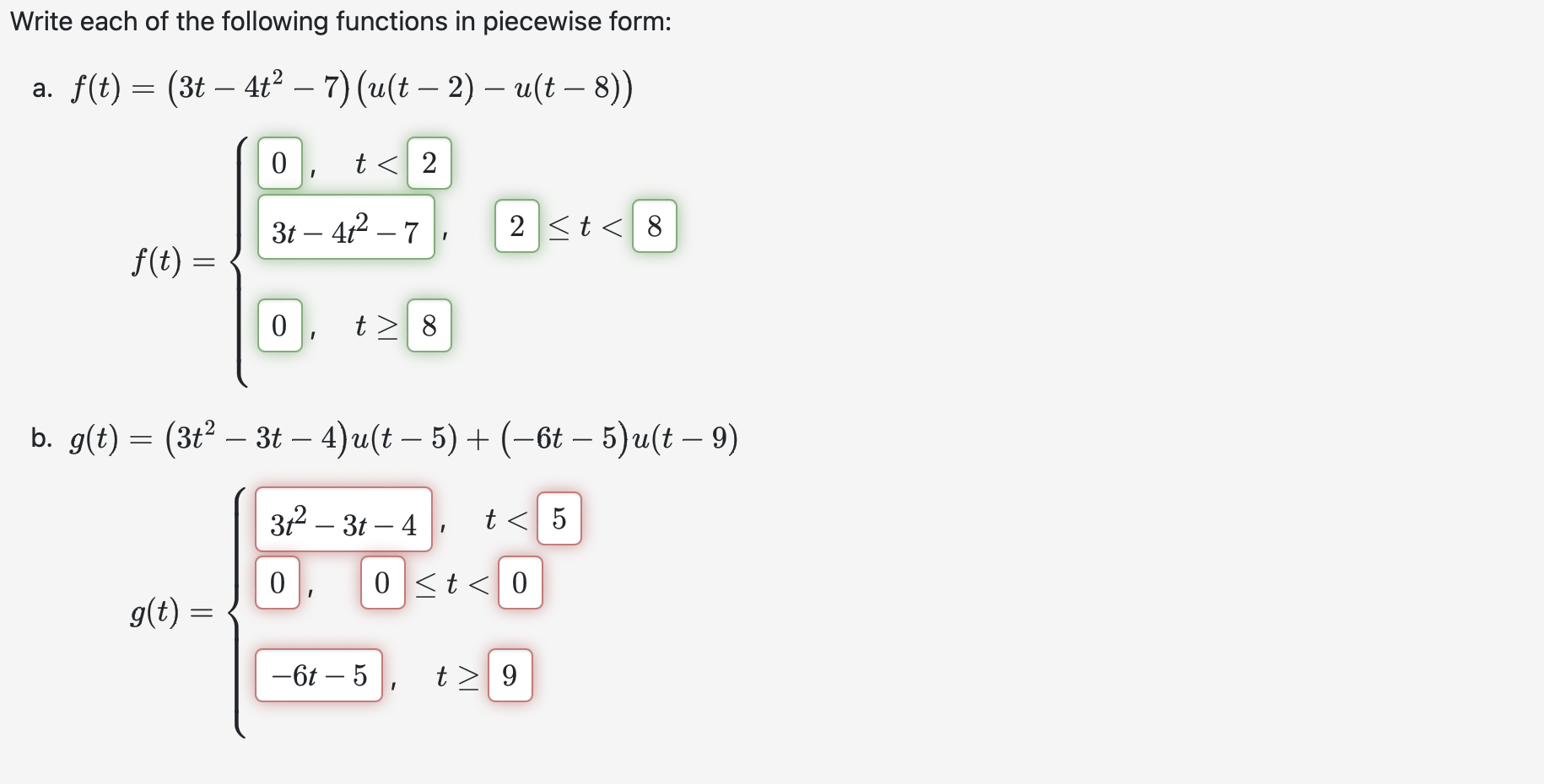 Solved Write each of the following functions in piecewise | Chegg.com