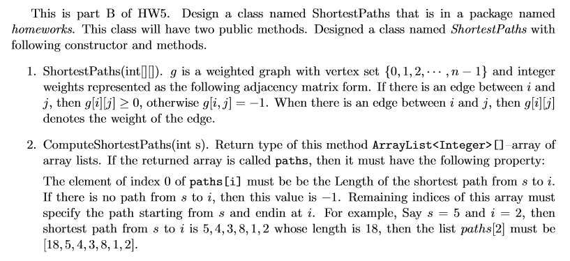 This is part B of HW5. Design a class named Shortest | Chegg.com