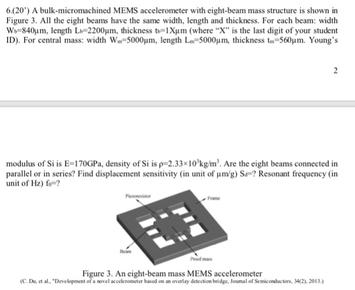 Solved 6.(20) A bulk-micromachined MEMS accelerometer with | Chegg.com