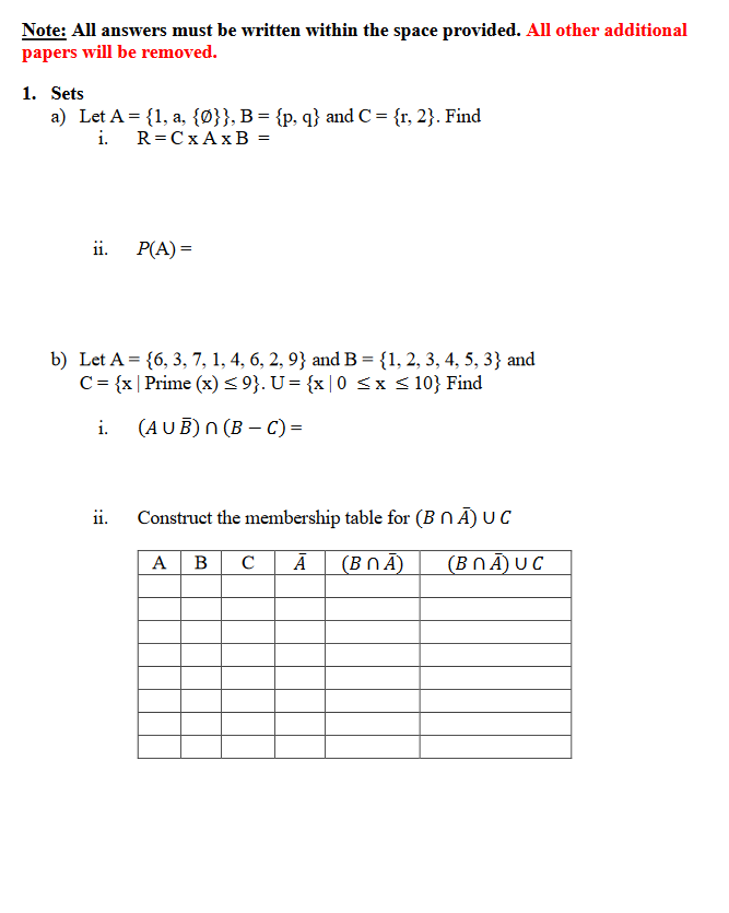 Solved Note: All answers must be written within the space | Chegg.com