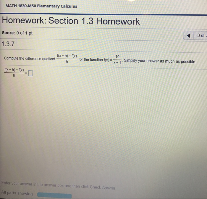Solved MATH 1830-M50 Elementary Calculus Homework: Section | Chegg.com