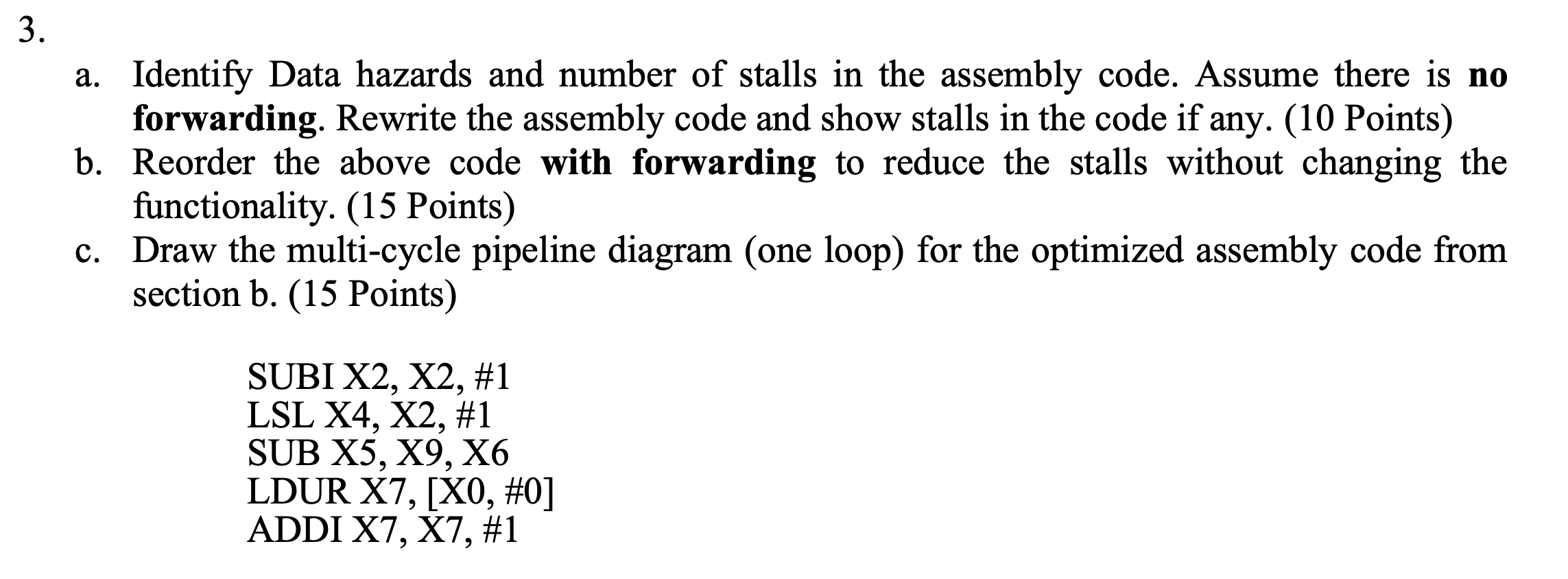 Solved 3. a. Identify Data hazards and number of stalls in | Chegg.com
