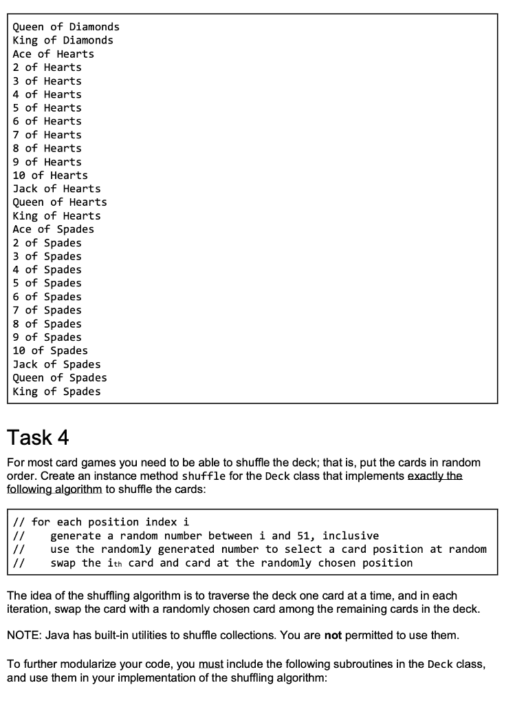 Task 1 Write a class whose instances represent a | Chegg.com